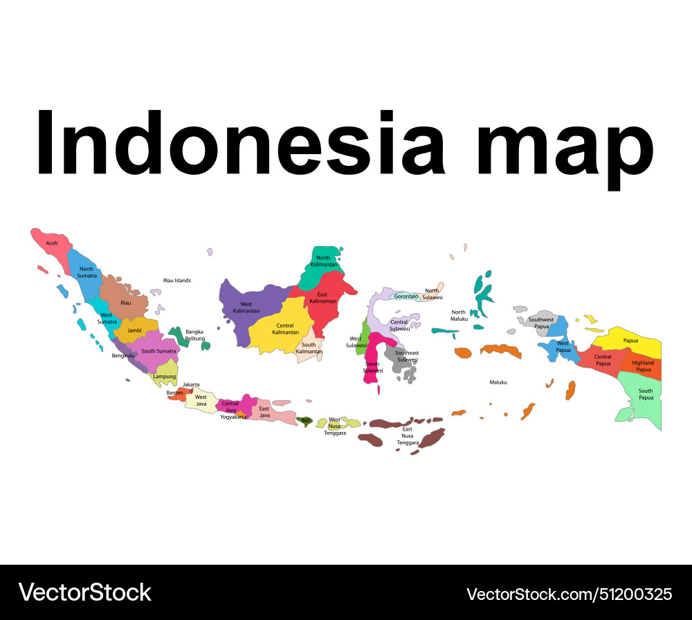 Indonesia detailed map shape flat web graphic Vector Image