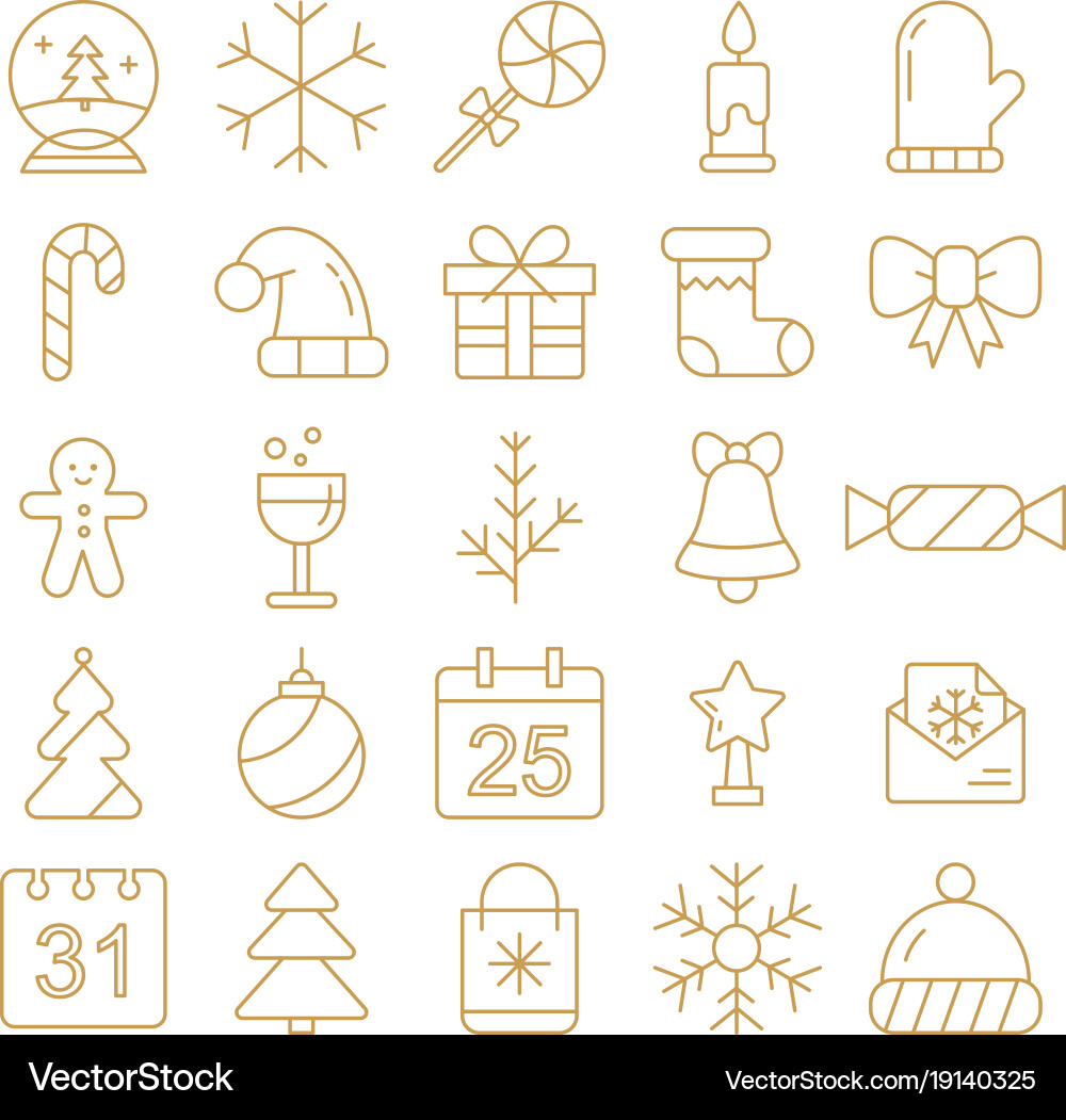 New year icons christmas party elements Royalty Free Vector