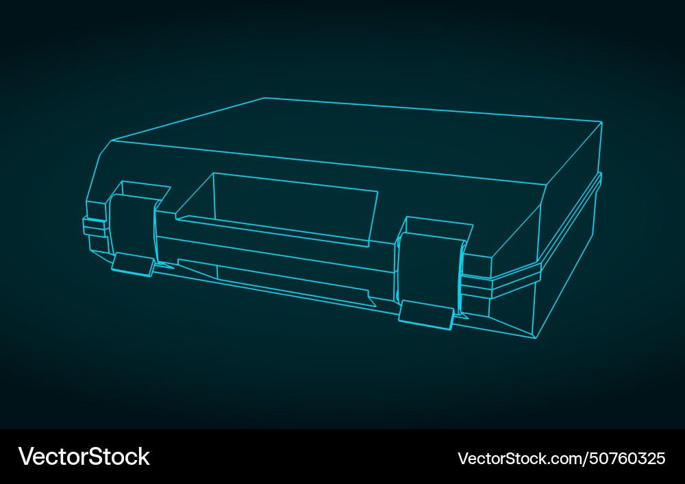 Portable tool kit box blueprint Royalty Free Vector Image