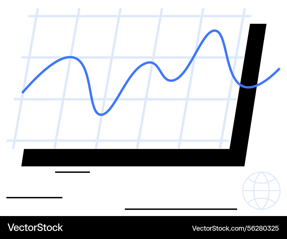 Rising blue line on grid chart representing growth