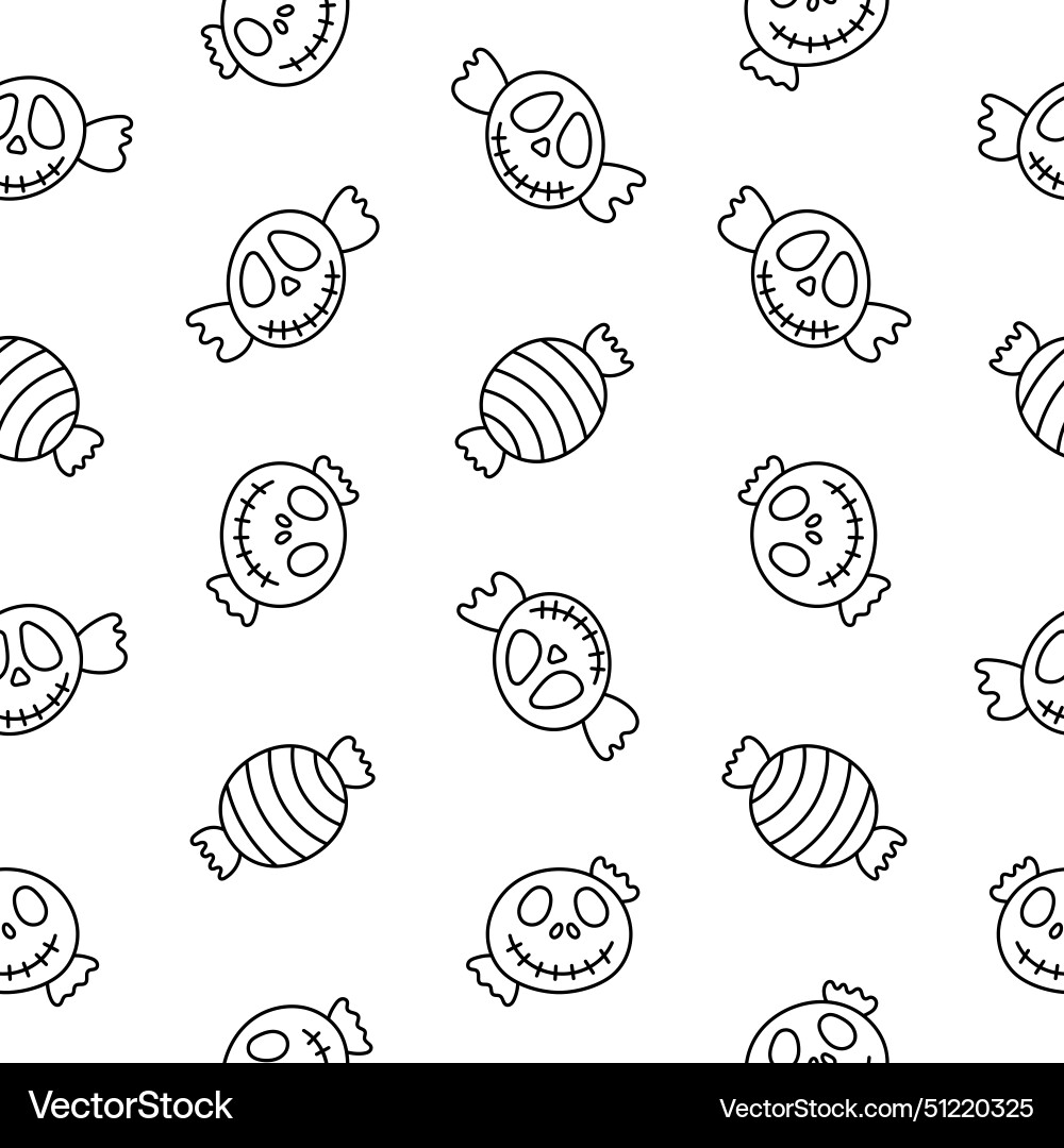 Sugar candies seamless pattern coloring page Vector Image