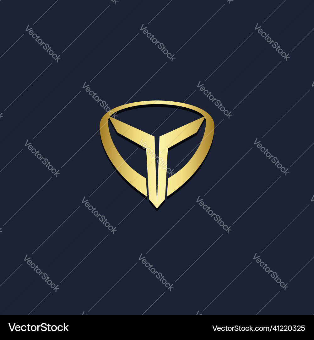 T initial monogram gold logo Royalty Free Vector Image