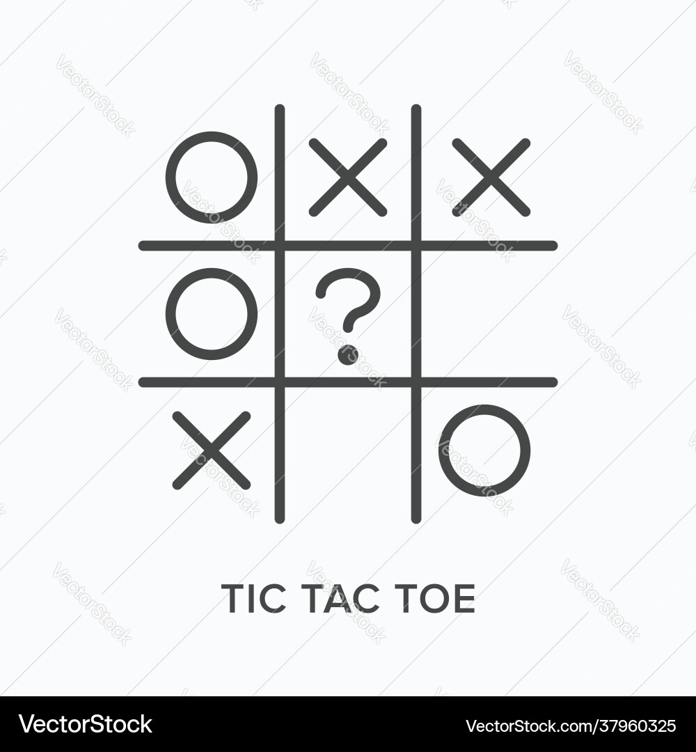 Tic Tac Toe Icon - Flat Outline Royalty Free Vector Image