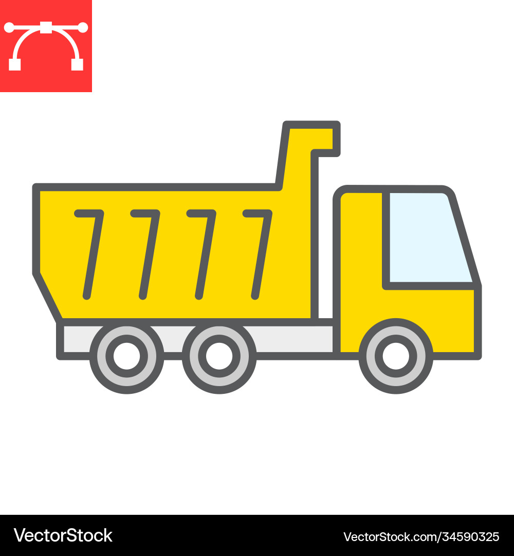 Tipper truck color line icon construction Vector Image