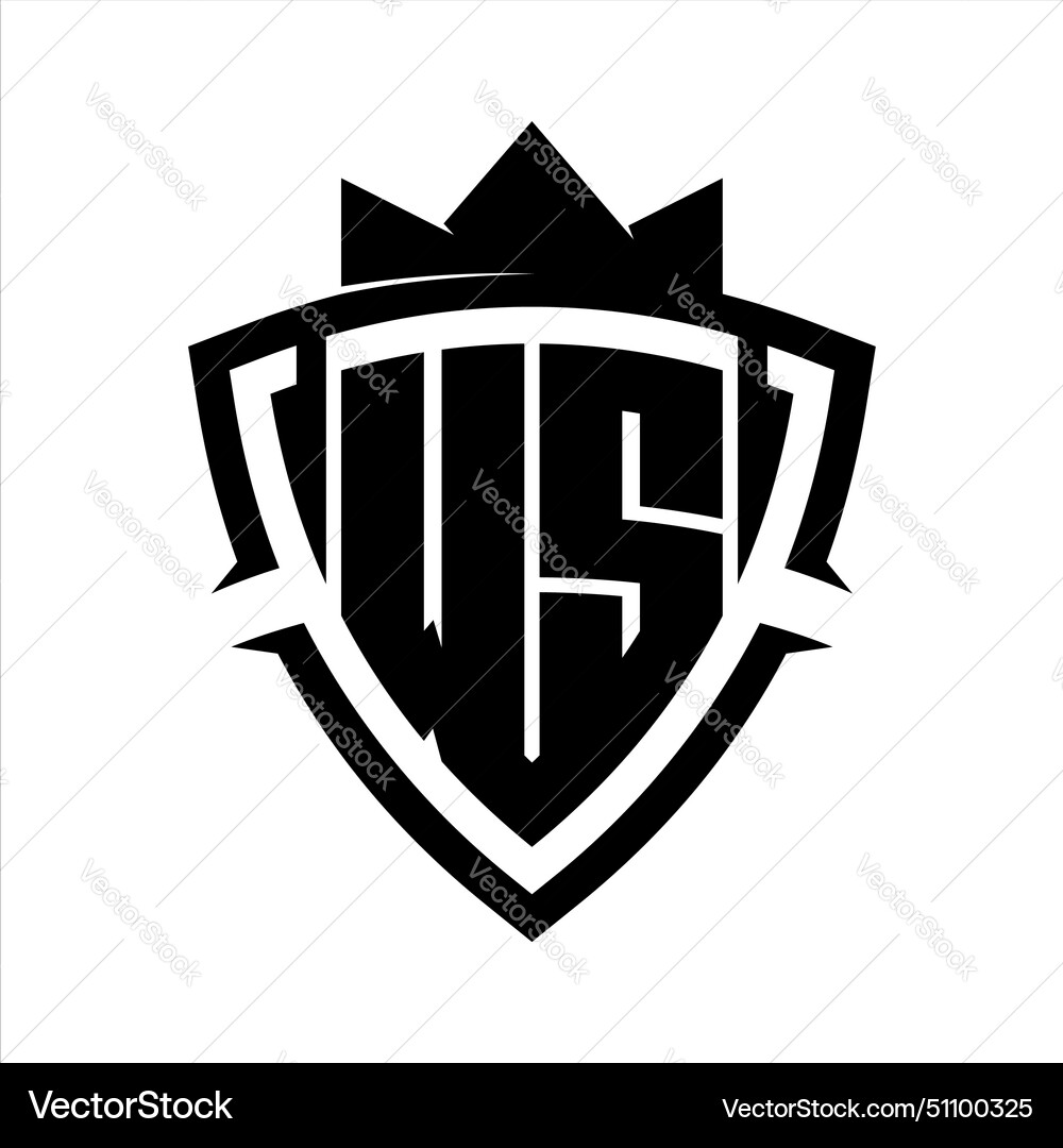 Ws letter bold monogram triangle curve shield Vector Image