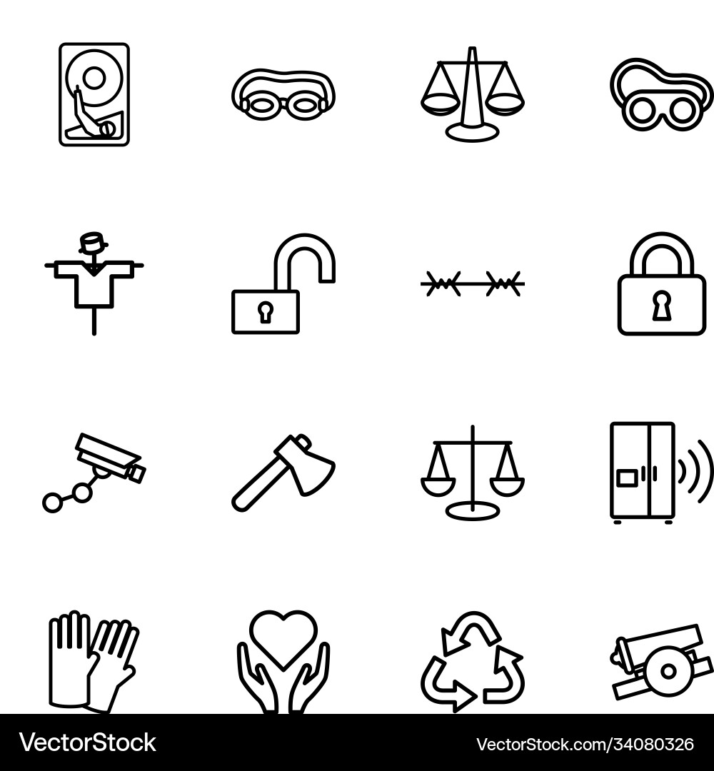 16 protection icons Royalty Free Vector Image - VectorStock