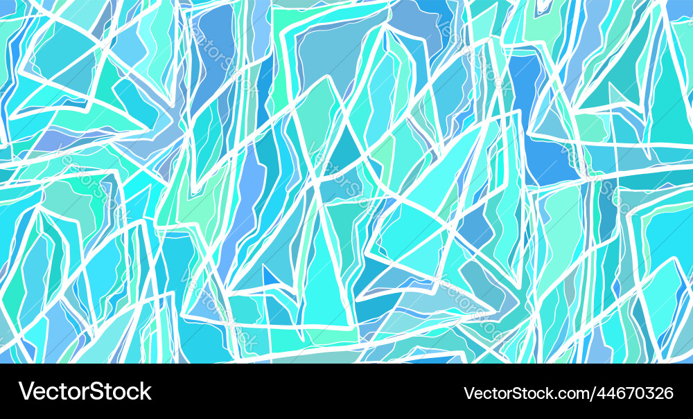 Blue stained glass pattern with doodle Royalty Free Vector