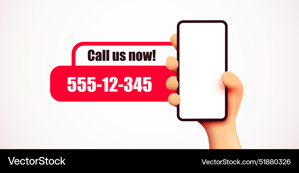 Call us now hand holding phone with message Vector Image