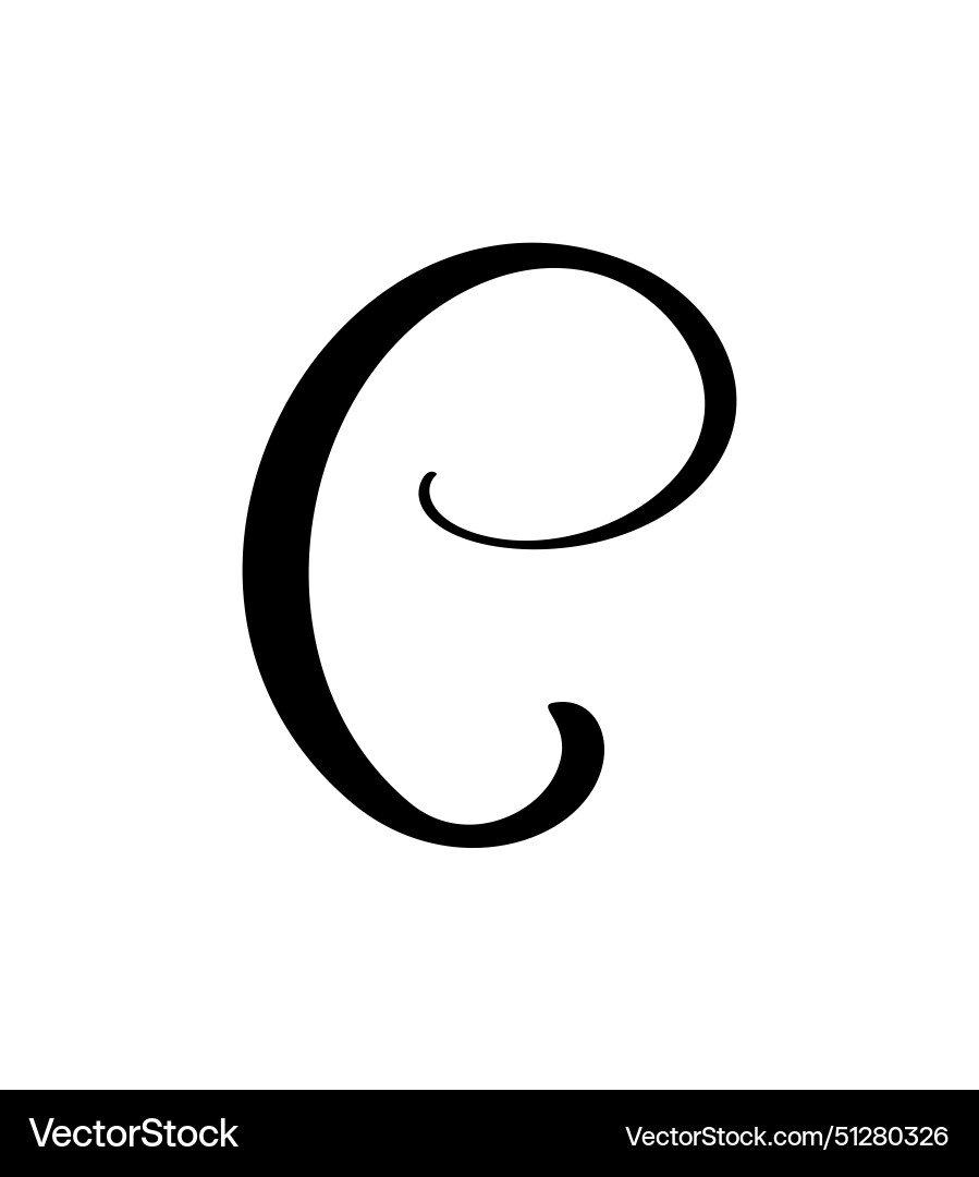 Calligraphy hand drawn letter c logo Royalty Free Vector