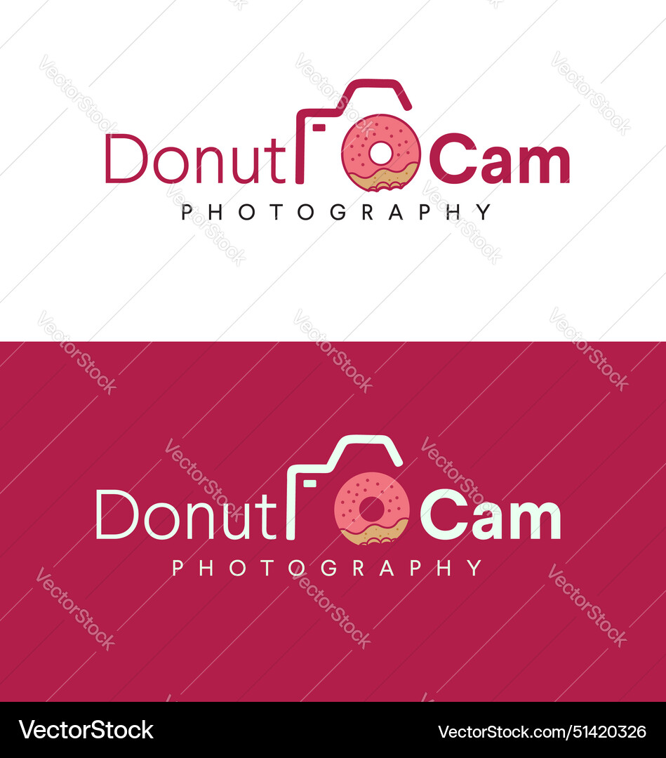 Camera donut logo design for photography Vector Image