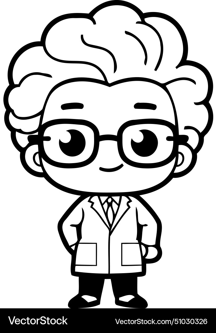 Cartoon doctor character - science Royalty Free Vector Image