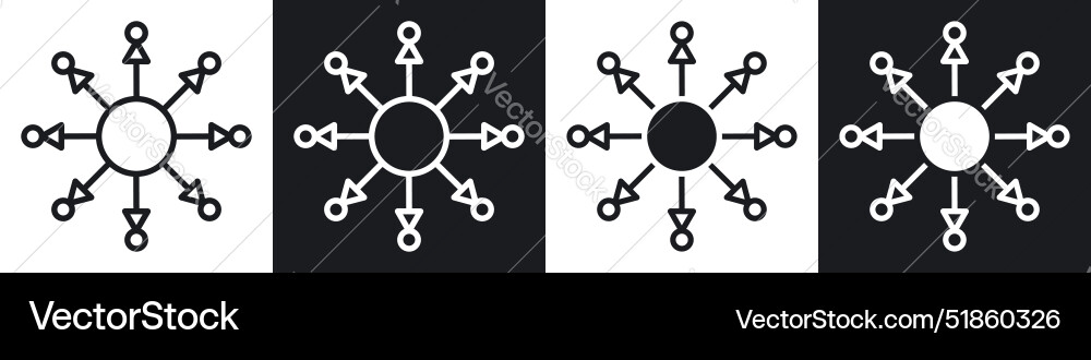Centralized liner and solid icon set in black Vector Image