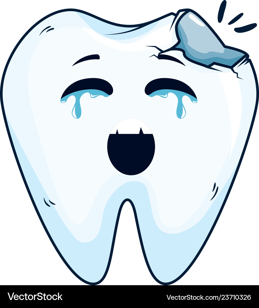 Comic tooth broken kawaii character Royalty Free Vector