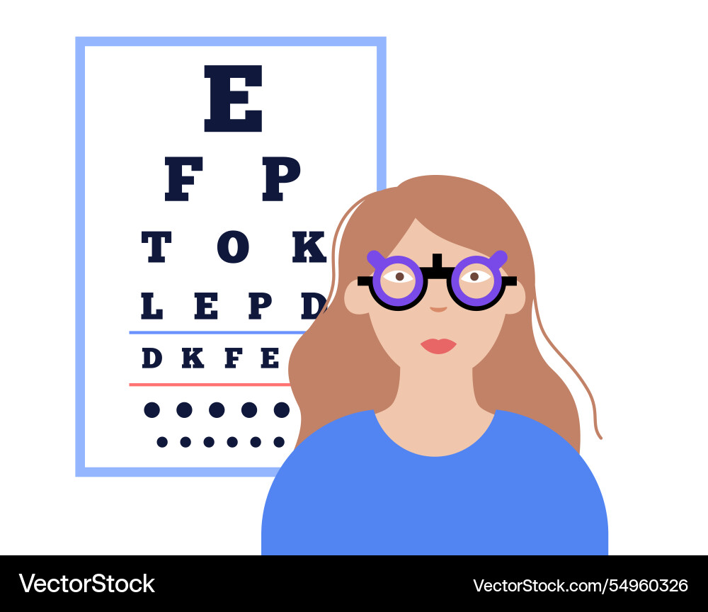 Eyesight examination with ophthalmic trial frame Vector Image