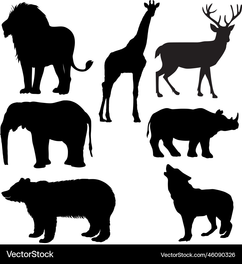 Forest animals silhouettes set Royalty Free Vector Image