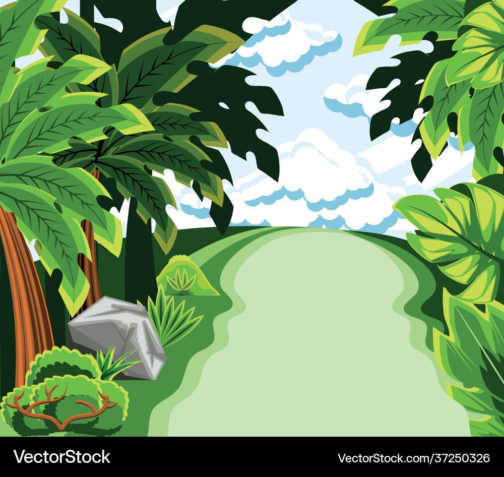 Forest path trees Royalty Free Vector Image - VectorStock