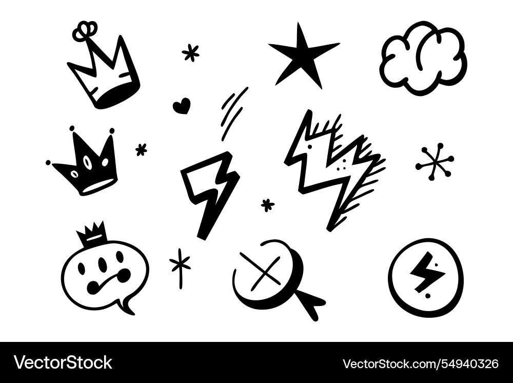 Hand drawn graffiti charcoal punk symbols Vector Image