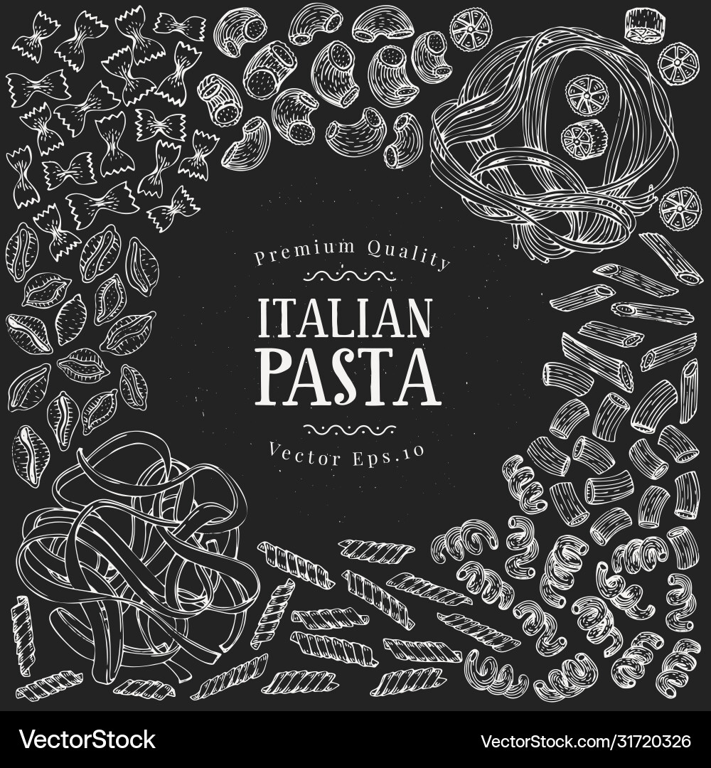 Hand-Drawn Pasta Variety Set Royalty Free Vector Image