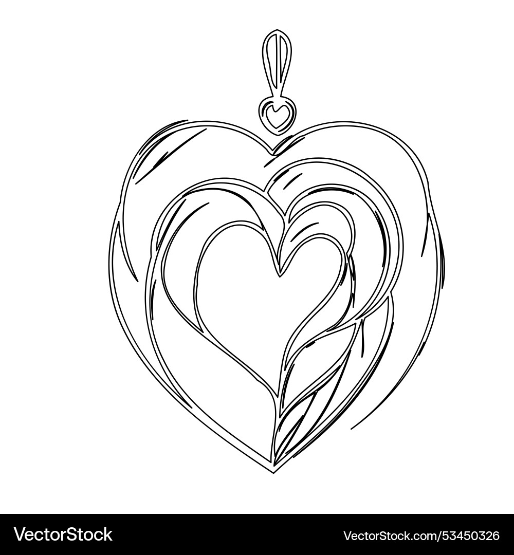 Heart shaped locket valentine outline sketch Vector Image
