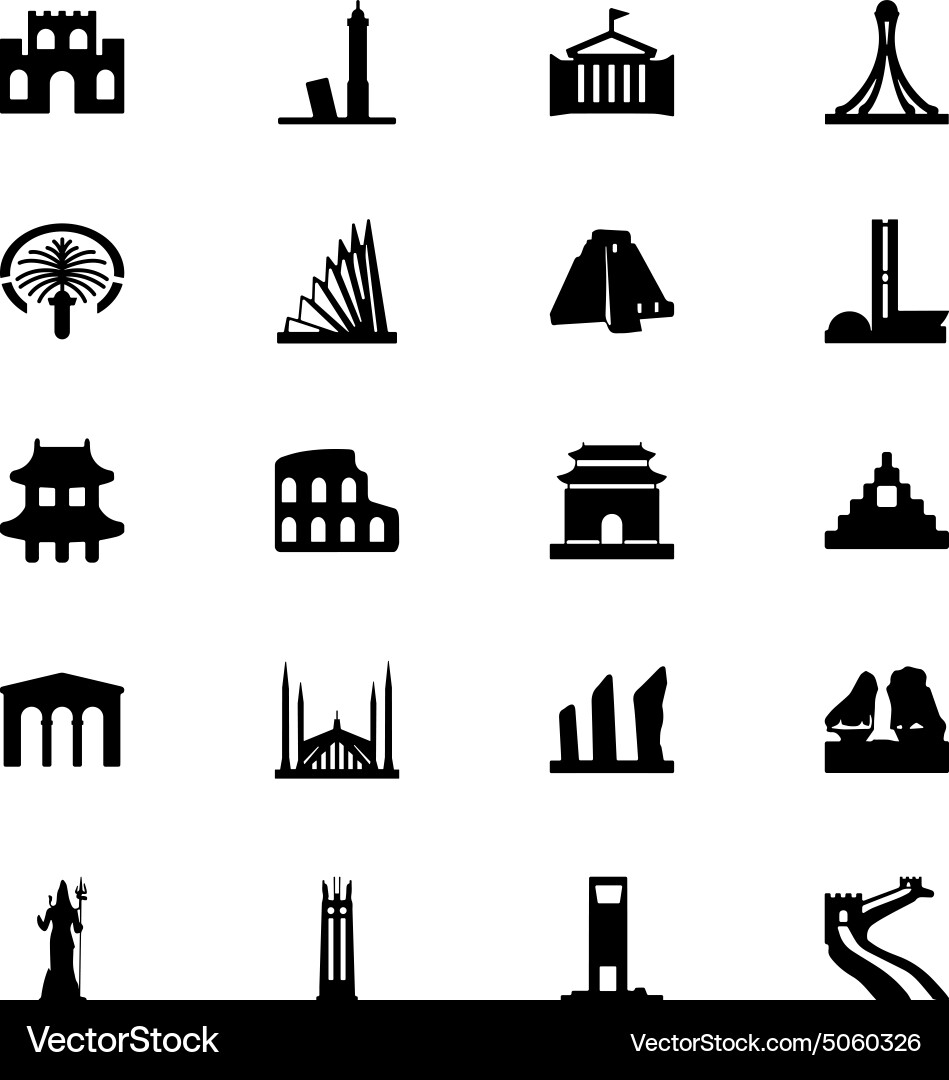 Monuments icons 4 Royalty Free Vector Image - VectorStock