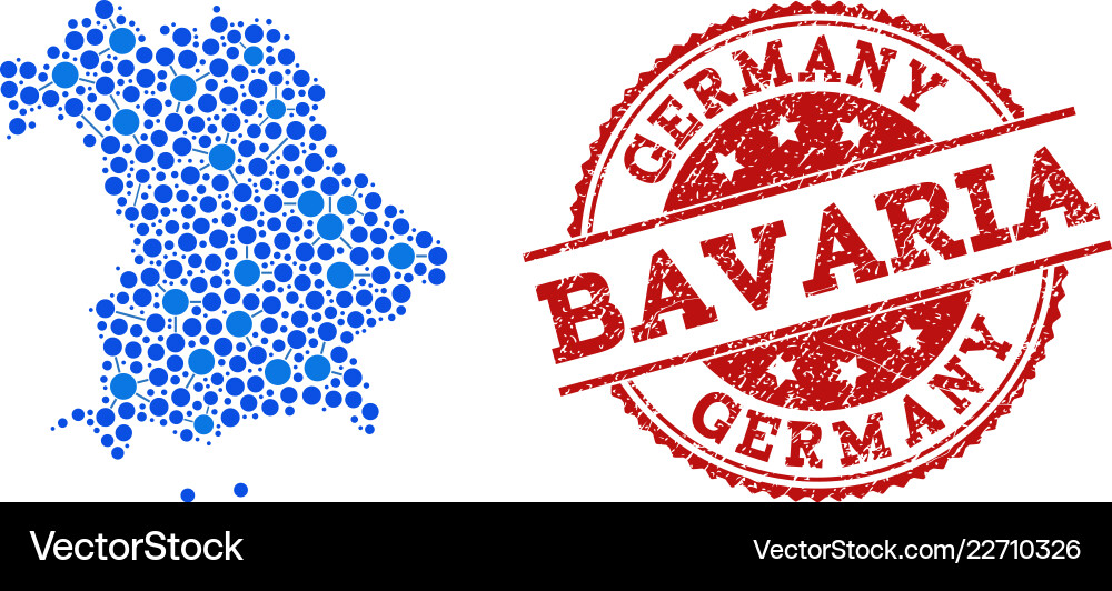 Mosaic map of bavaria state with connected dots Vector Image