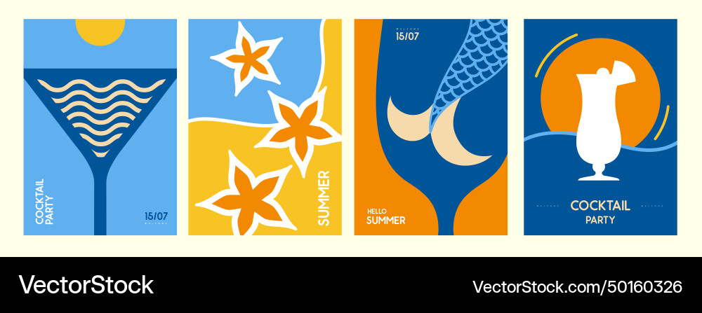 Retro Summer Party Posters Royalty Free Vector Image