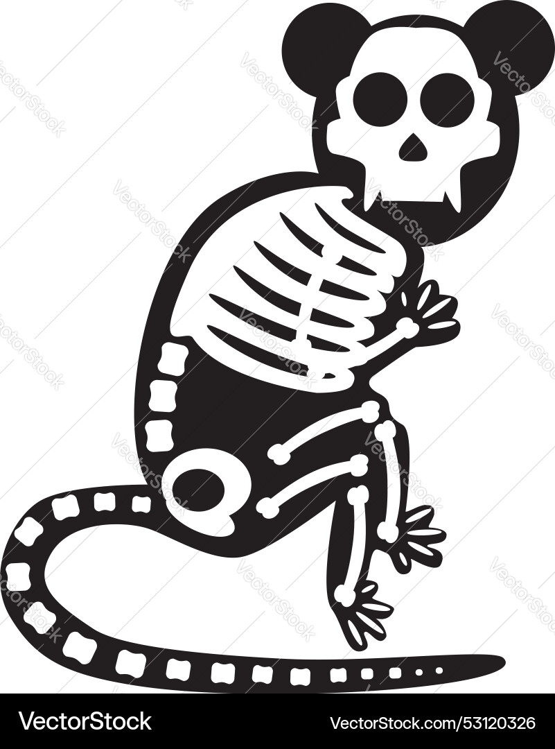 Silhouette little mouse roentgen skeleton bones Vector Image