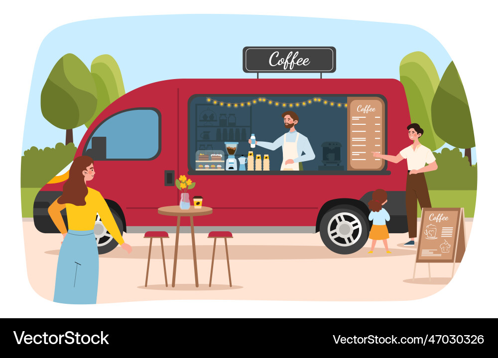 Street cafe truck Royalty Free Vector Image - VectorStock