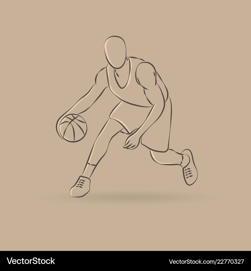 Basketball man outline Royalty Free Vector Image