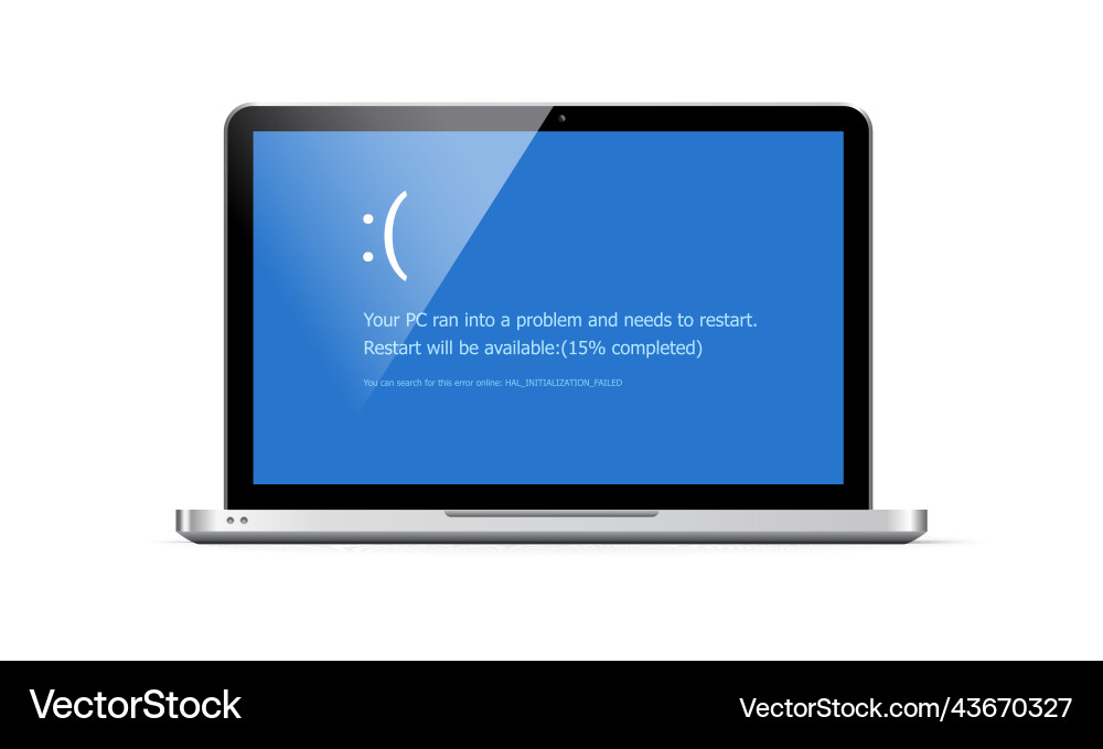 Bsod screen death error system crash laptop Vector Image
