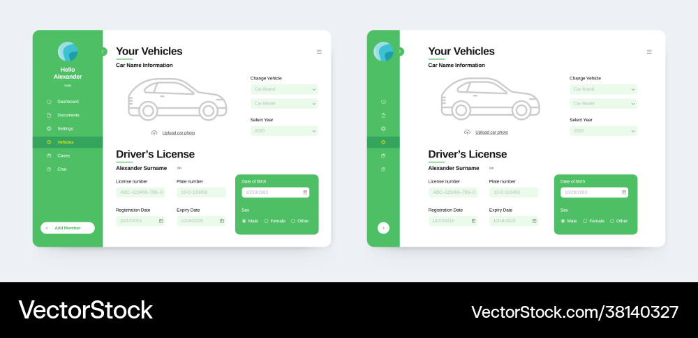 Car insurance app design application interface Vector Image