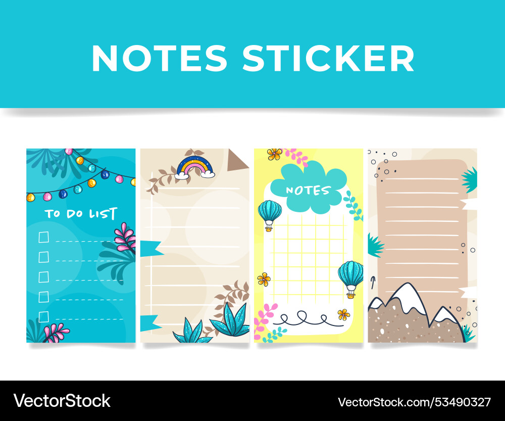 Colorful notes sticker set featuring vibrant Vector Image