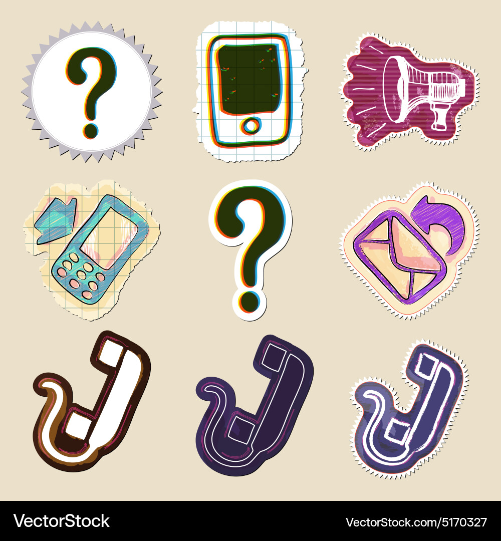 Communication icons set hand drawn and isolated Vector Image
