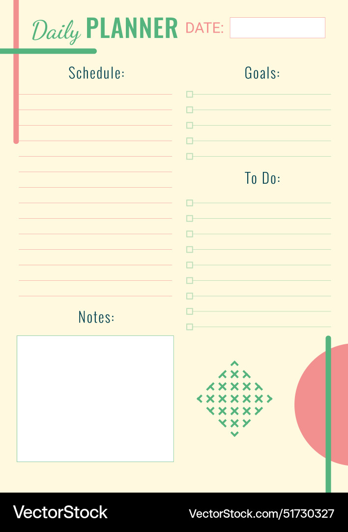 Daily to do list template Royalty Free Vector Image