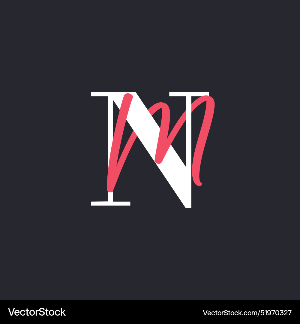Letter nm logo perfectly blended initials Vector Image