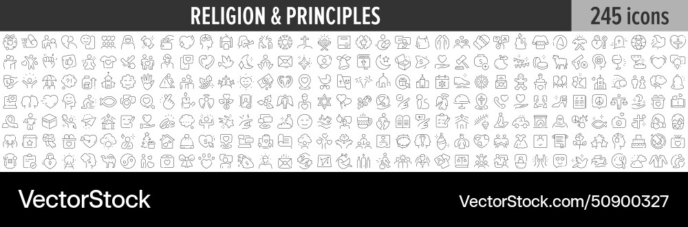 Religion and principles linear icon collection Vector Image