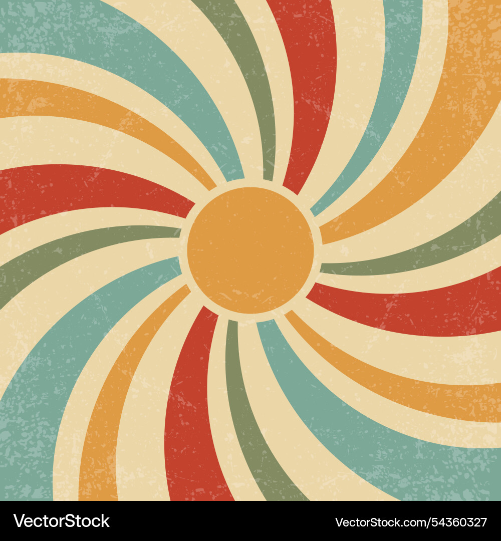 Retro sun background with wavy rays Royalty Free Vector