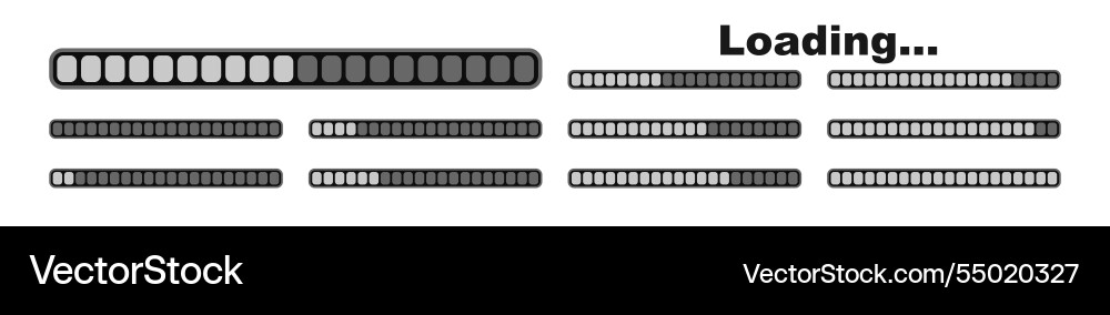 Set loading bar icons progress signs Royalty Free Vector