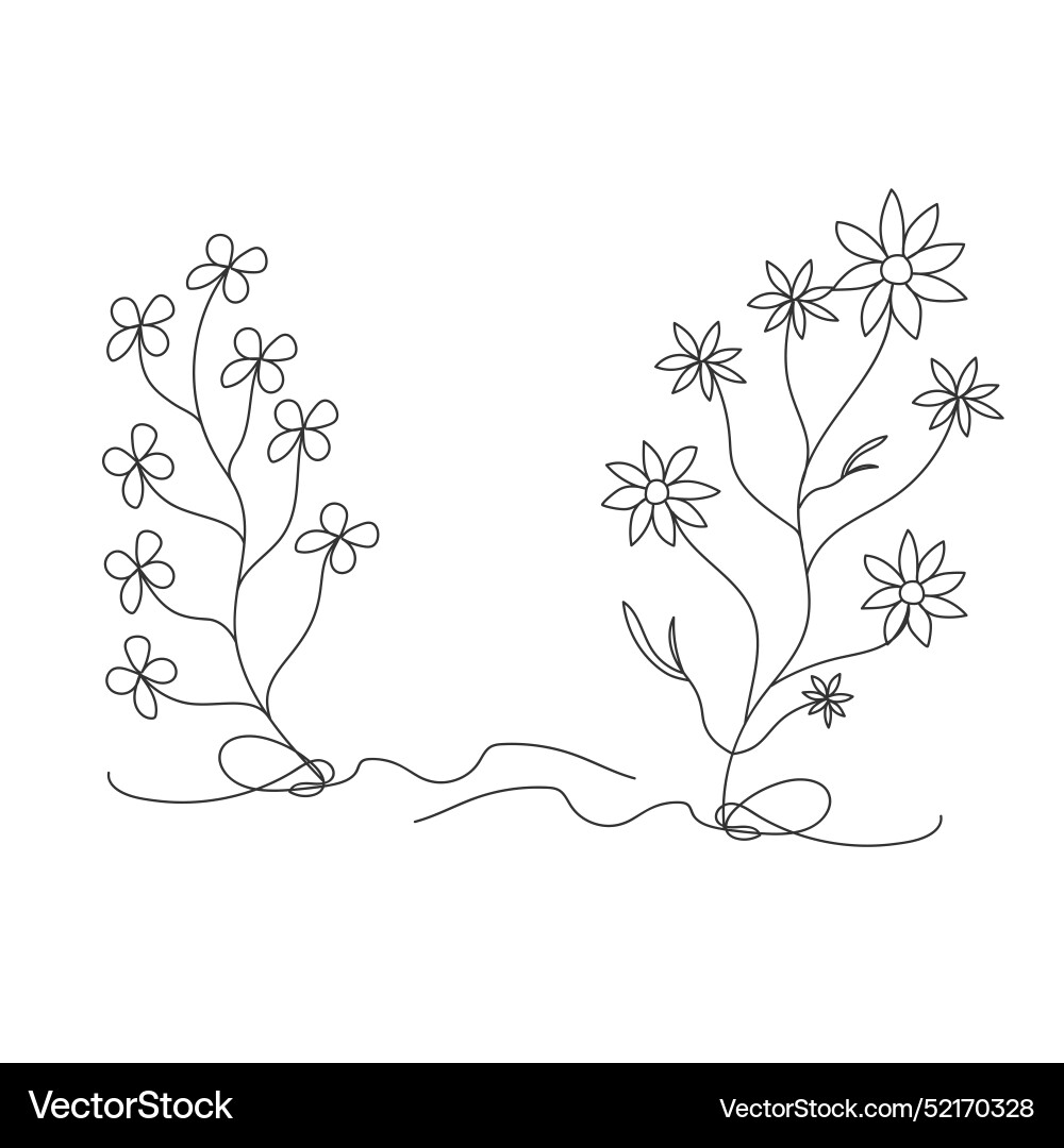 Beautiful flower one line continuous drawing Vector Image
