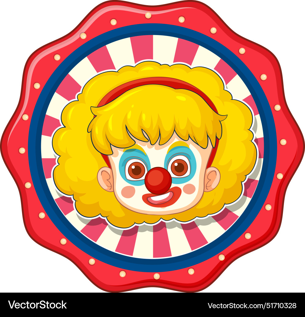 Bright clown face with curly hair Royalty Free Vector Image