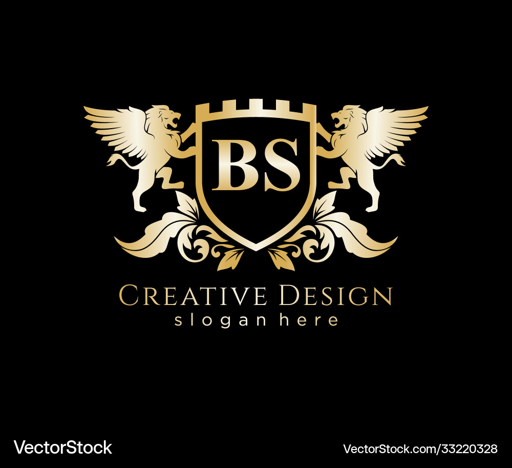 Bs letter initial with lion royal logo template Vector Image