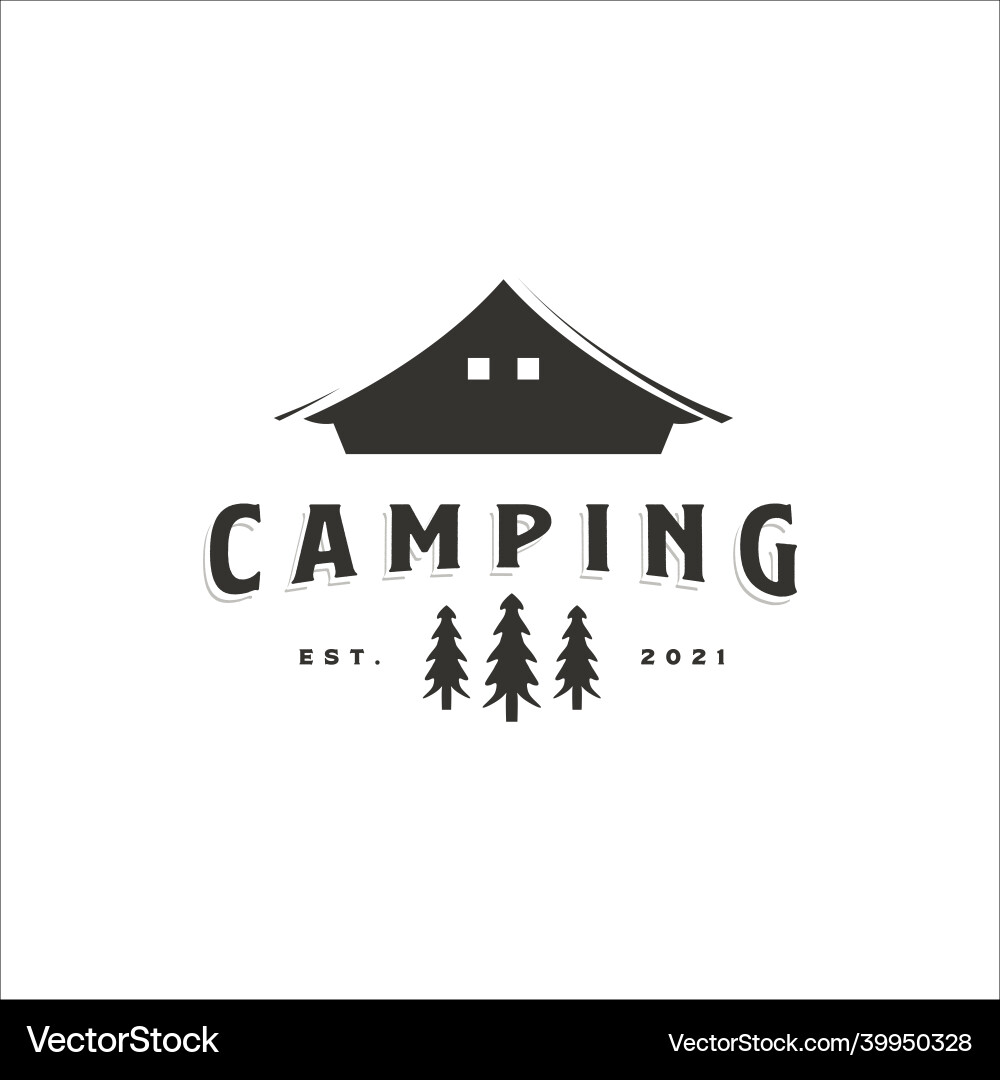 Camping adventure logo vintage template icon Vector Image