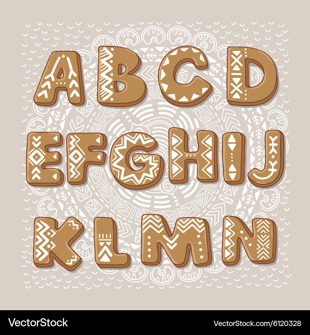 Christmas cookie alphabet font Royalty Free Vector Image