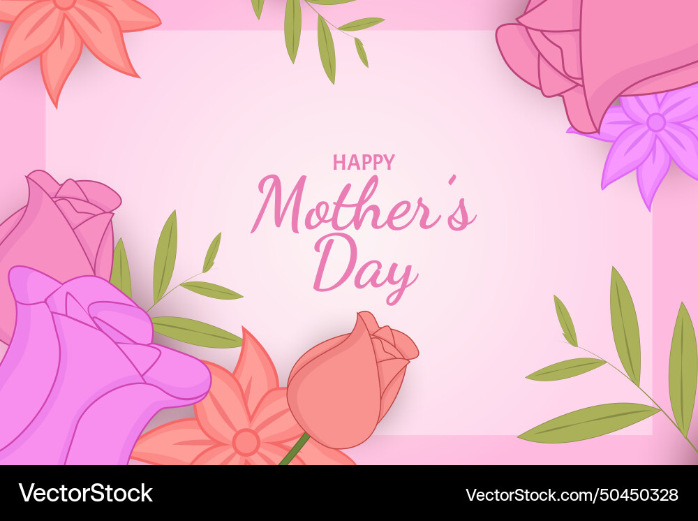 Flat happy mother day background flower Royalty Free Vector