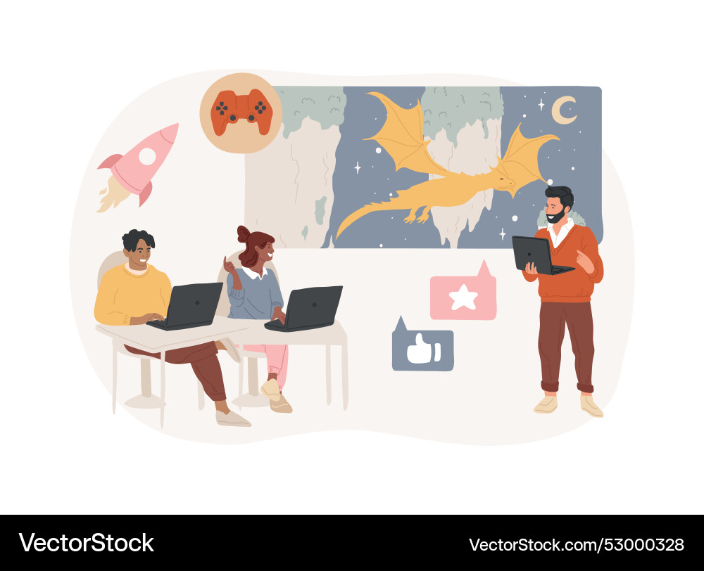 Game launch isolated cartoon Royalty Free Vector Image