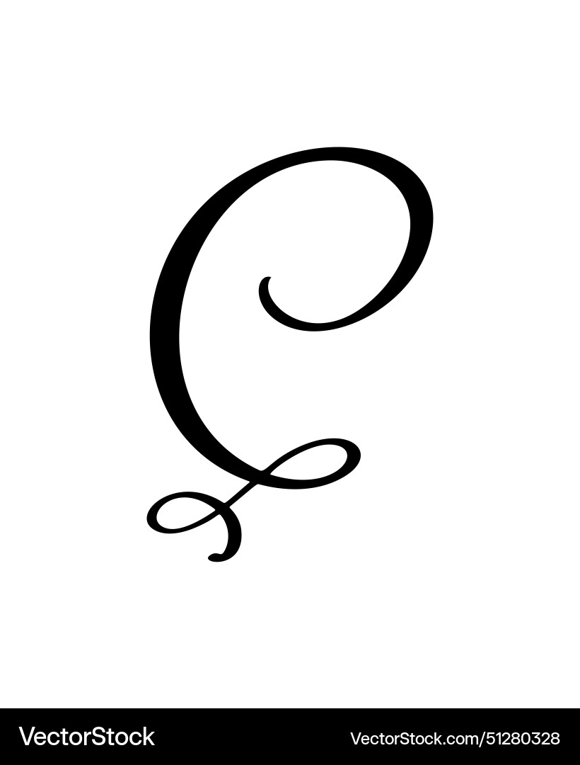 Hand drawn calligraphy letter c script Royalty Free Vector