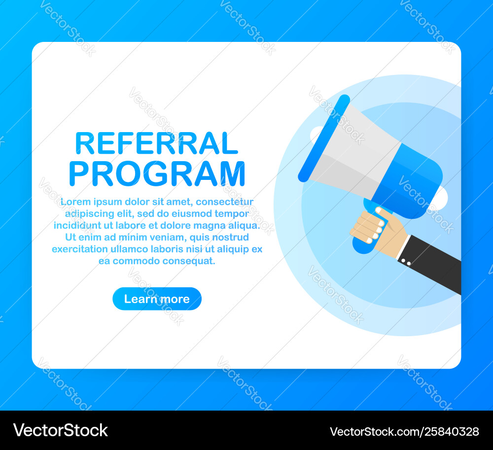 Hand holding megaphone with referral program Vector Image