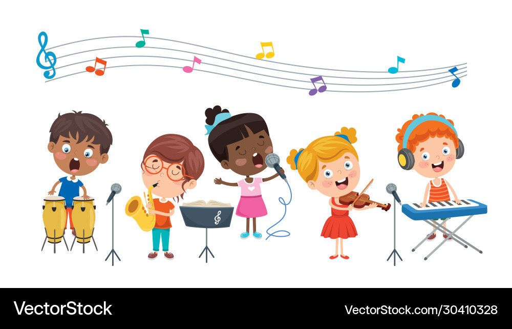 Kids performing music Royalty Free Vector Image