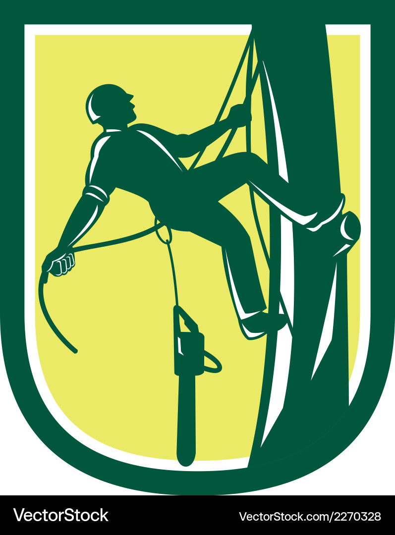 Lumberjack tree surgeon arborist climbing retro Vector Image