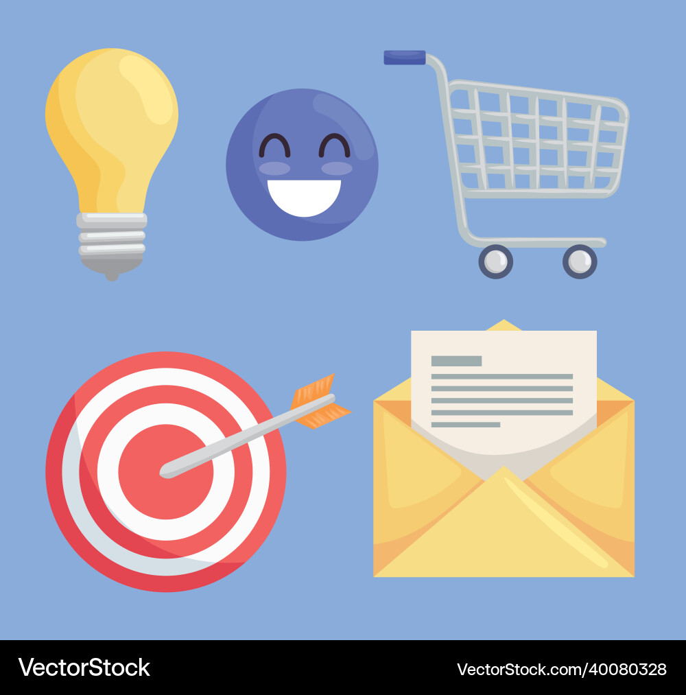 Marketing strategy objects Royalty Free Vector Image